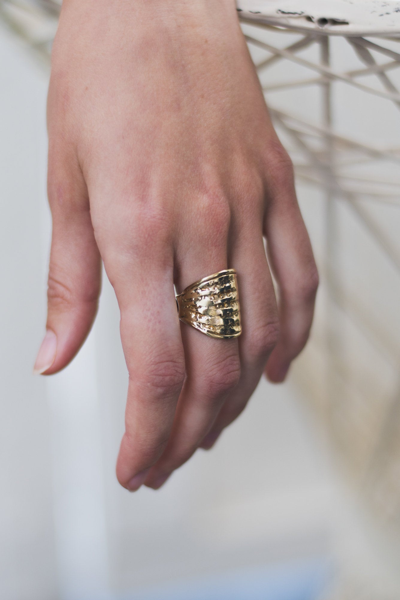 Cocoon Band Ring - Handmade Cast Brass | La Weez Jewelry