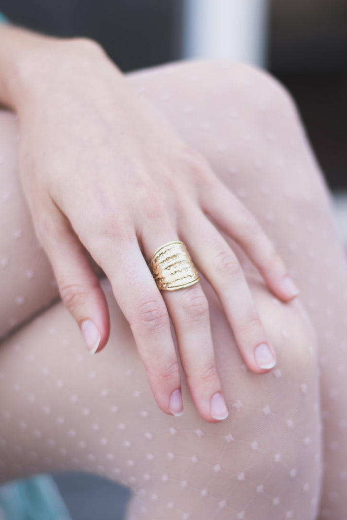 Cocoon Band Ring - Handmade Cast Brass | La Weez Jewelry