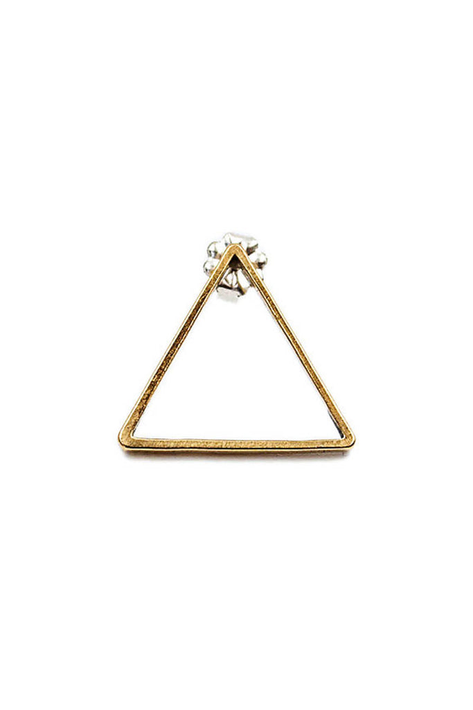 Triangle Stud - handmade brass and sterling | La Weez Jewelry